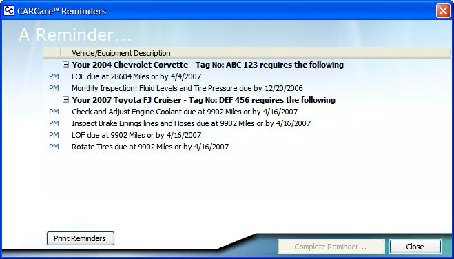 The ORIGINAL CAR Care Automotive Software :: Car Maintenance Software ...